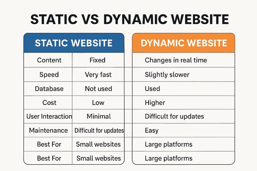 Difference Between Static and Dynamic Websites Explained - The Learn Notes