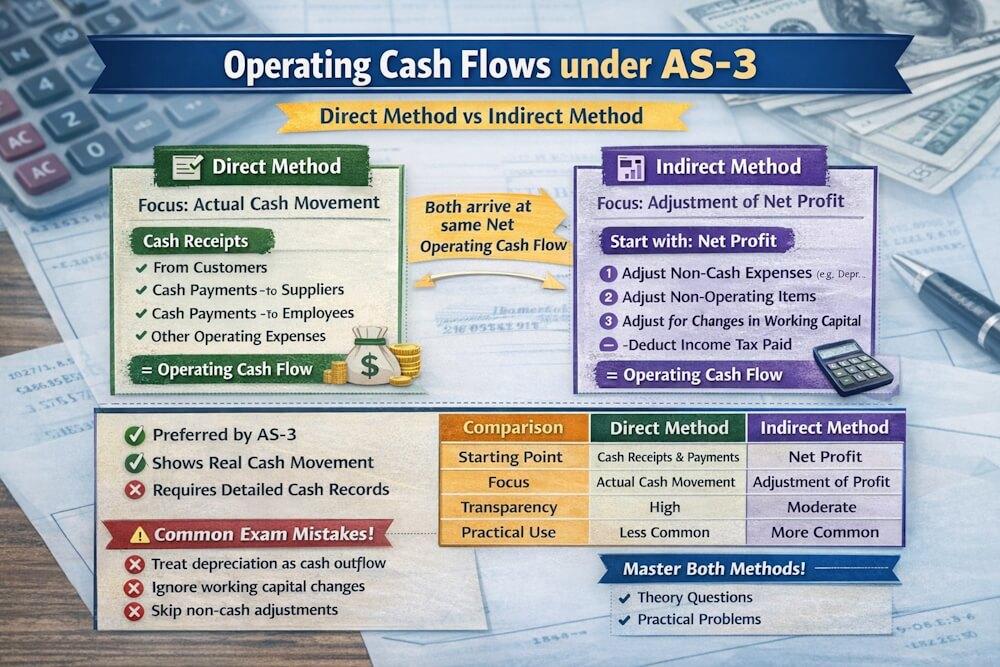 Operating Cash Flows under AS 3: Direct vs Indirect - The Learn Notes