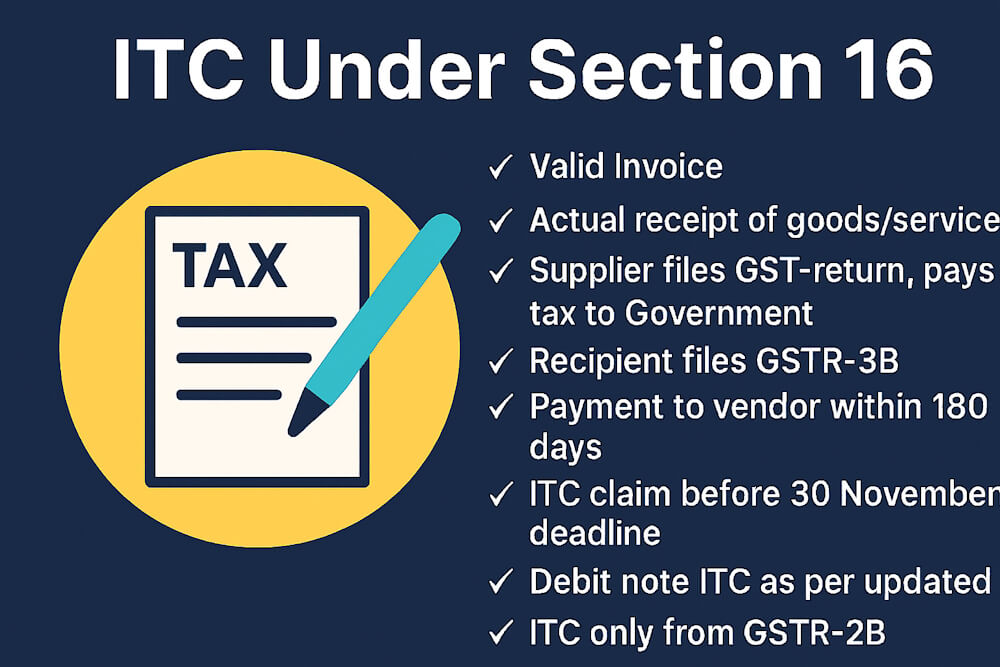 Eligibility & Conditions for Claiming ITC (Section 16) - The Learn Notes