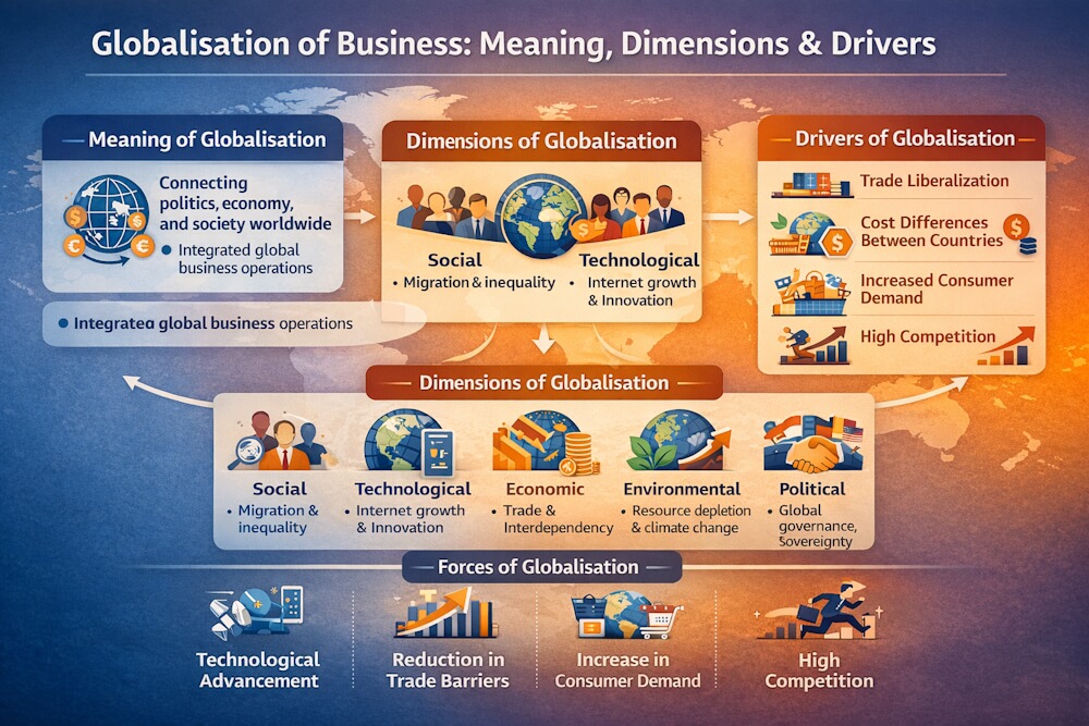 Globalisation of Business: Meaning, Dimensions & Drivers - The Learn Notes